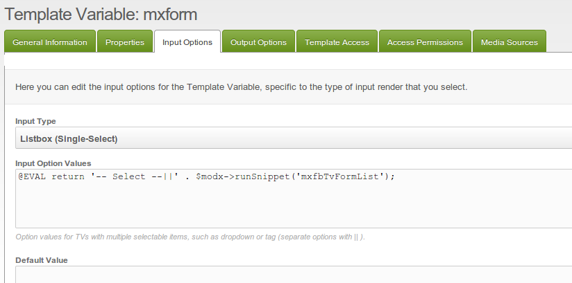 Create Form List In TV MxFormBuilder MODX Documentation